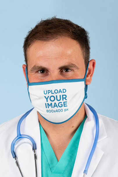 Placeit - Mockup of a Doctor Wearing a Sublimated Face Mask