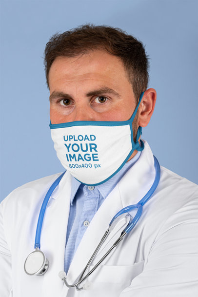 Placeit - Portrait Mockup of a Doctor Wearing a Face Mask in a Studio
