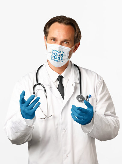 Placeit - Mockup of a Female Doctor Wearing a Sublimated Face Mask
