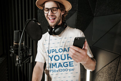 Placeit - T-Shirt Mockup Featuring a Male Singer Performing