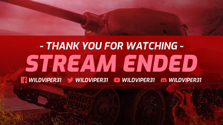 Placeit - Twitch Stream Ended Overlay Maker Featuring a War Tank Graphic