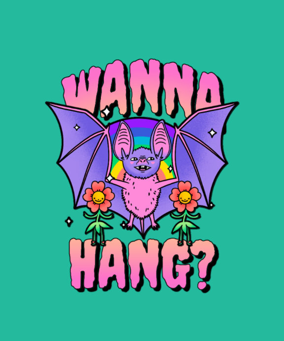 Placeit - T-Shirt Design Template Featuring a Colorful Psychedelic Bat ...