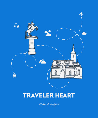 Placeit - T-Shirt Design Template with Graphics of World Landmarks