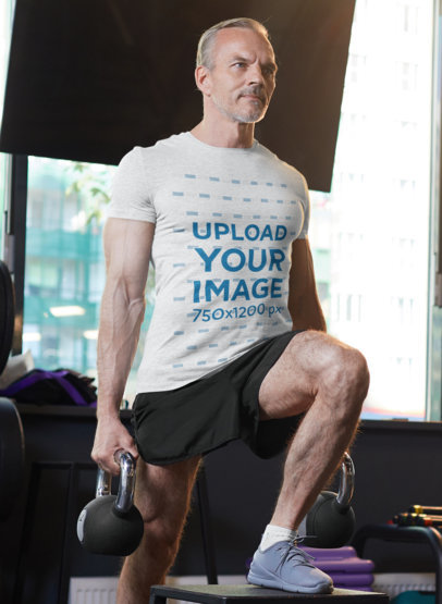 Placeit - T-Shirt Mockup of a Middle-Aged Man Working Out