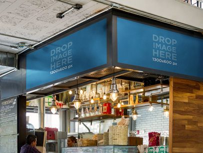 Placeit - Banner Mockup in a Stand at a Local Market